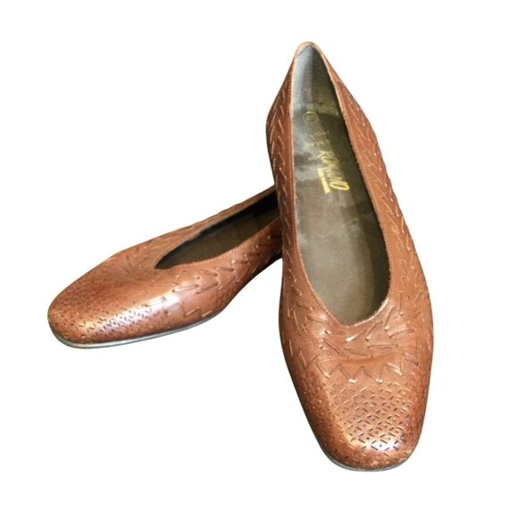 Romano | Shoes | Vintage Romano Brown Leather Loafers Womens Woven ...
